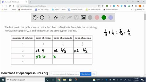 The First Row In The Table Shows A Recipe For 1 Batch Of Trail Mix Complete The Remaining Rows