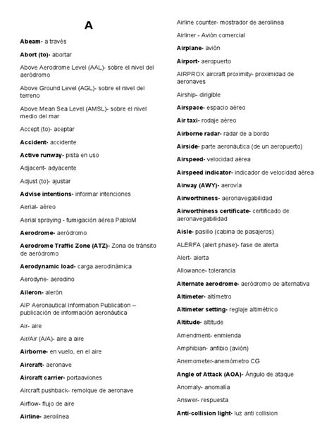 Aeronautical Glossary Terms Pdf Aeropuerto Avión