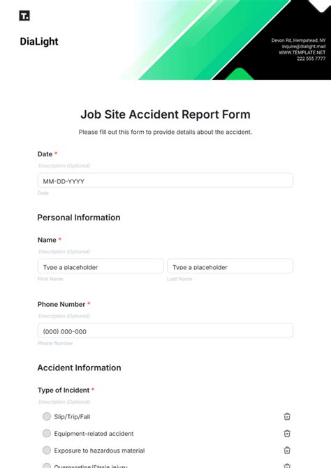 Free Job Site Accident Report Form Template To Edit Online