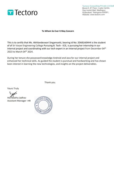 Akhilandeswari Singamsetti On Linkedin Internshipcompletion