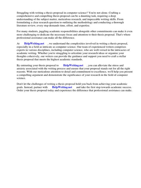 Thesis Proposal Computer Science Sample Pdf Thesis Science
