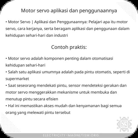 Motor Servo Aplikasi Dan Penggunaannya