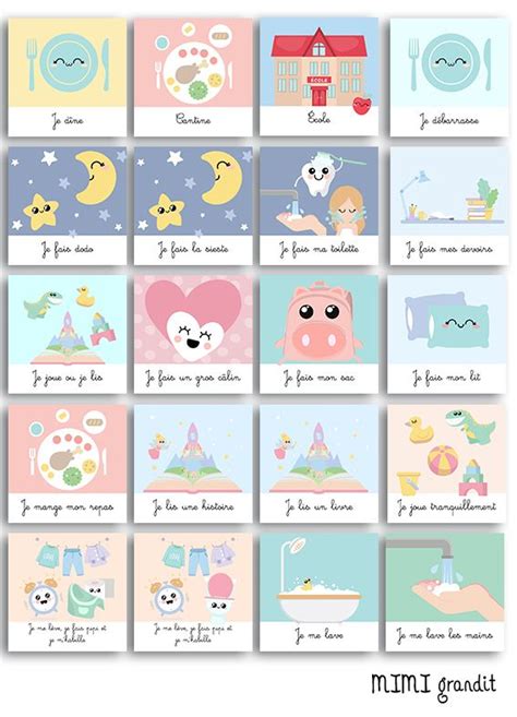 Magnets Emploi Du Temps Routine Matin Et Soir Fichiers à Imprimer Routine Du Matin