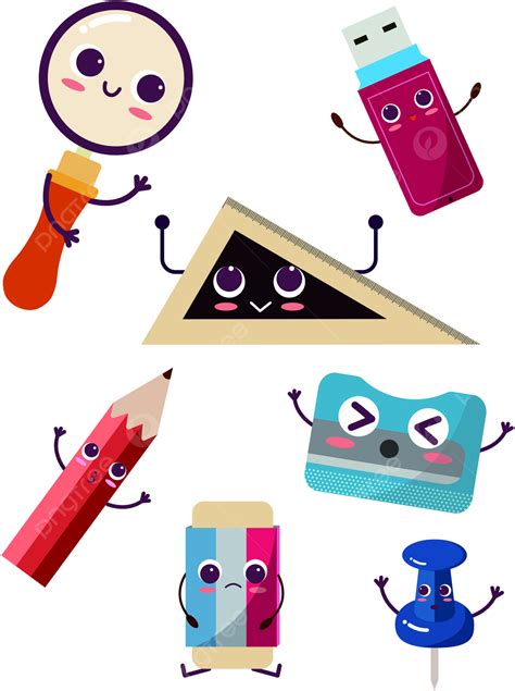 개학 시즌 문구 용품 귀여운 만화 의인 돋보기 일러스트 편지지 일러스트 귀여운 편지지 귀엽다 의인화 된 만화 Png 일러스트 및 벡터 에 대한 무료 다운로드