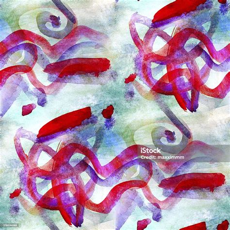 벽지용 빨간색 파란색 추상적인 원활한 워터컬러 예술직 핸드 페인트 거친에 대한 스톡 벡터 아트 및 기타 이미지 거친 다중 색상 더럽히기 Istock