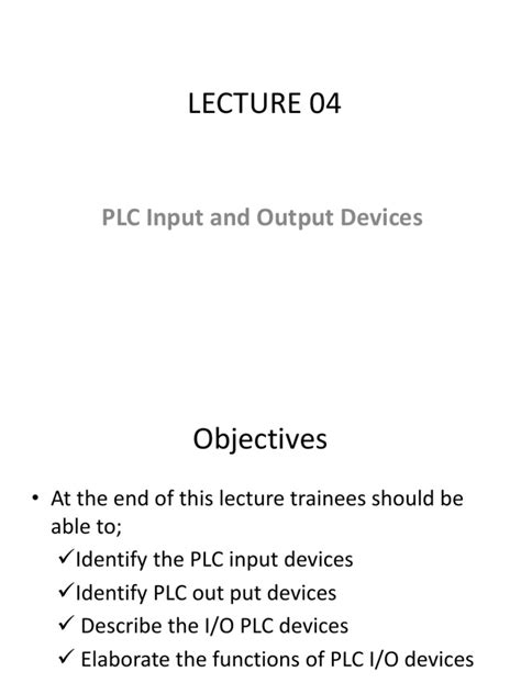 4plc I O Devices And Peripherals Pdf Switch Programmable Logic