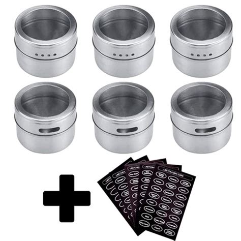 Набір для спецій 6 магнітних баночок ємностей на магнітах наклейки фото відгуки