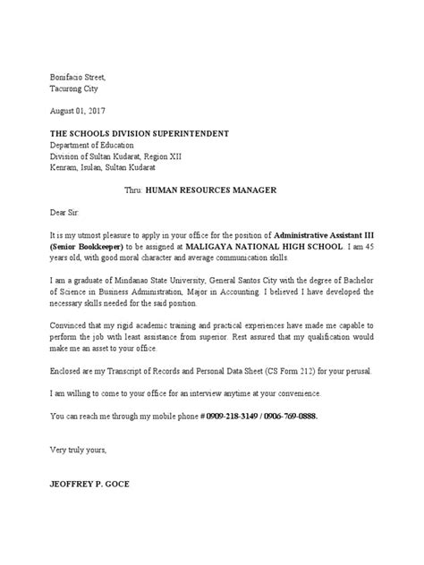 Application Letter Adas Iii Pdf