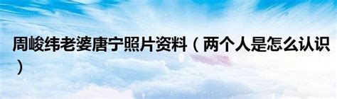 周峻纬老婆唐宁照片资料（两个人是怎么认识）草根科学网