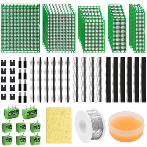 Tnisesm Pcb Board Prototype Kits Circuit Solder Double Side Board With 40 Pin 2 54 Mm Male To