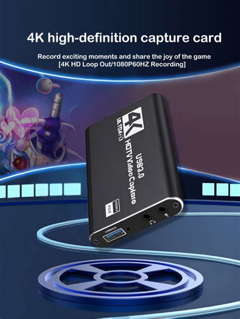 Capture Card Audio And Video Capture Card With Microphone 4k Hdtv Loop