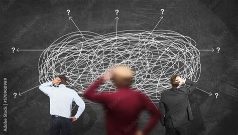 Business Team Thinking In Solving Difficult And Complex Problem Concept