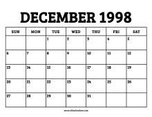 December 1998 Calendar Printable Old Calendars