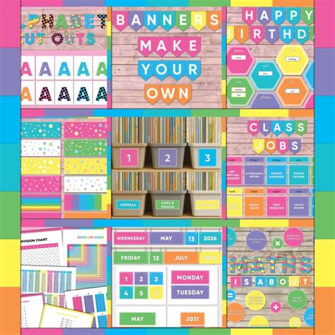 Classroom Theme Bundle With Coordinated Classroom Decor Hippy Hues