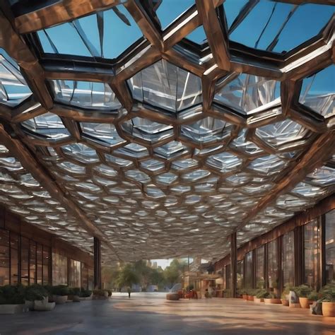 Premium Photo Stainless Steel Braided Hexagonal Structure For Roof