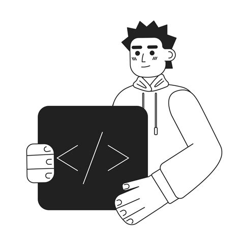Computer Coder Job Black And White Concept Vector Spot Illustration