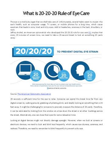 What Is 20 20 20 Rule Of Eye Care Presentation Free To Download