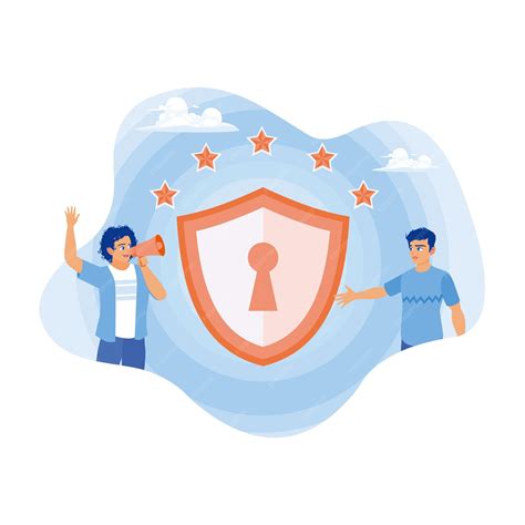 Men Protect Personal Data On The Internet Keyhole In The Shield General