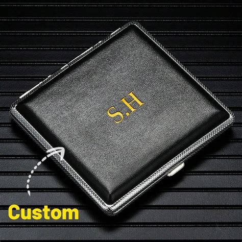 Personalized First Letter Cigarette Storage Box Customized Pu Leather