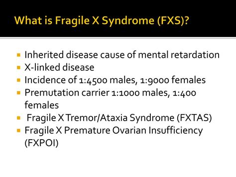 Ppt Fragile X Syndrome Fxs Powerpoint Presentation Free Download Id 2272314