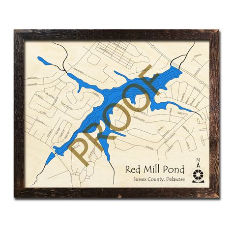 Red Mill Pond De 3d Nautical Wood Maps