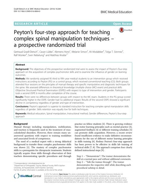 Pdf Peytons Four Step Approach For Teaching Complex Spinal
