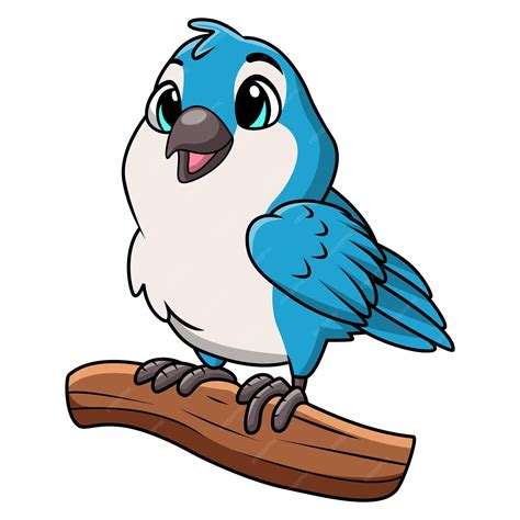 Premium Vector Cute Blue Jay Cartoon On White Background