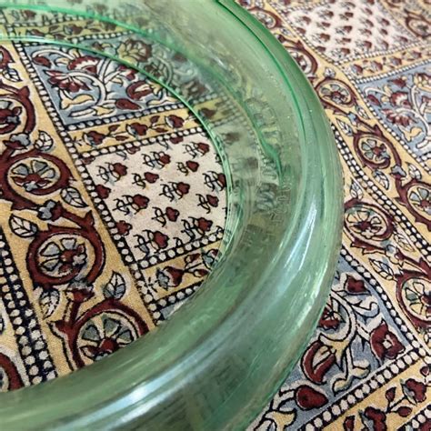 Vintage Uranium Glass Ring Vase Posy Circle Dishs