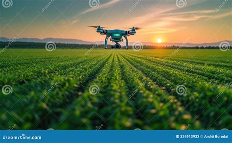 Drone Technology Enhancing Crop Growth Stock Illustration Illustration Of Green Nature