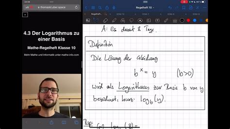 Regelheft 10 4 3 Der Logarithmus Zu Einer Basis Youtube