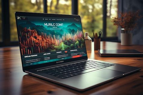 Premium Ai Image Data Analysis Graph On Laptop Screen Over Wooden Table