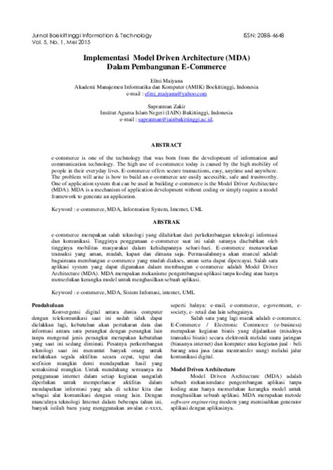 Pdf Implementasi Model Driven Architecture Mda Dalam Pembangunan E Commerce