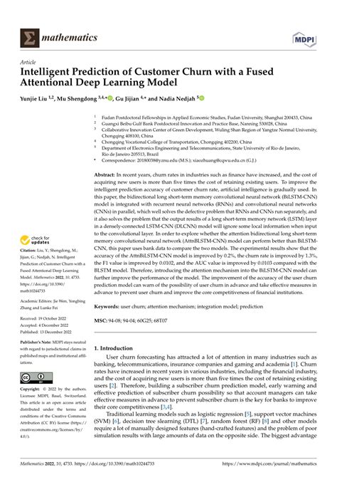 Pdf Intelligent Prediction Of Customer Churn With A Fused Attentional
