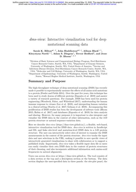 Pdf Dms View Interactive Visualization Tool For Deep Mutational Scanning Data