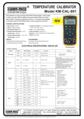 Kusam Meco Temperature Calibrator Source Km Cal 801 High At ₹ 18340