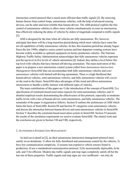 Autonomous Intersection Management For Semi Autonomous Vehicles Pdf Driverless Cars Auto Type