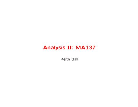 Analysis Ii Ma137 Lecture Notes Algebra Docsity