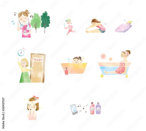健康な生活をする女性のイラスト詰め合わせ Stock Illustration Adobe Stock