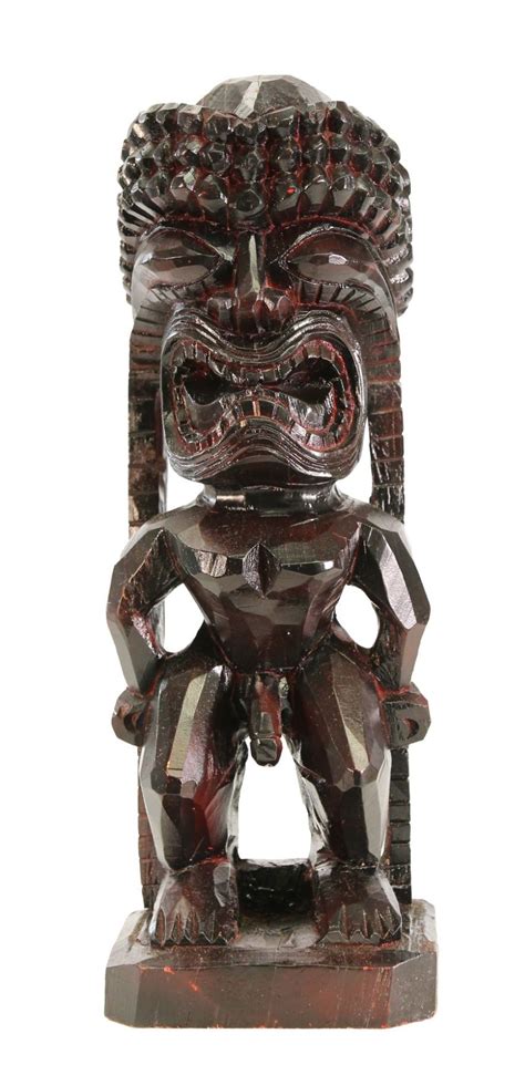 Carved Tiki Figure With Phallus And Stained Dark Red Test Site