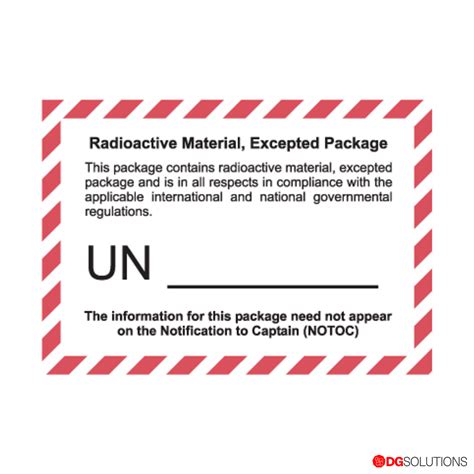 Radioactive Material Excepted Package Labels 105mm X 74mm Roll Of Dg Solutions Australia
