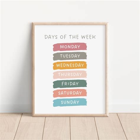 Days Of The Week Poster Boho Classroom Homeschool Decor Etsy