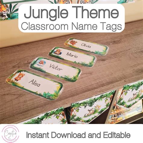 Jungle Theme Classroom Name Tags Printable Name Tags For Kindergarten