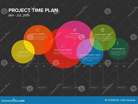 Dark Project Timeline Gantt Graph Diagram Schema Template With Color