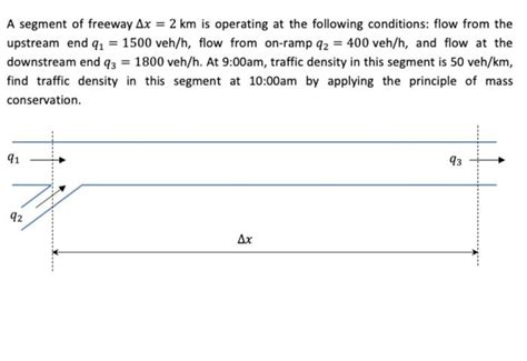 Solved A Segment Of Freeway Δx2 Km Is Operating At The