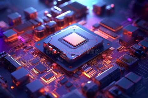 Electronic Circuit Board With Processor Stock Illustration