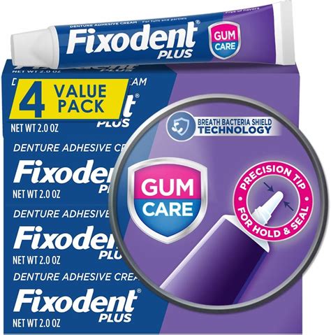 Fixodent Plus Denture Adhesive Cream 2 Oz Pack Of 4 Au