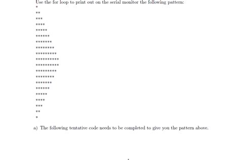 solved using arduino ide please output the star pattern