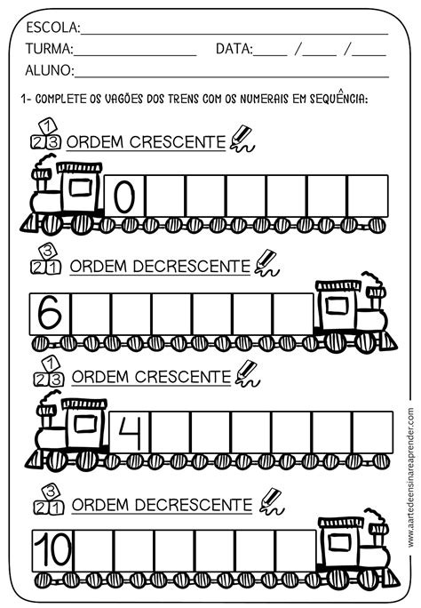 Atividade Pronta Sequência Numérica Em Ordem Crescente E Decrescente
