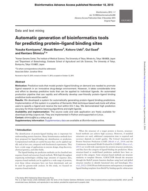 Pdf Automatic Generation Of Bioinformatics Tools For Predicting Protein Ligand Binding Sites