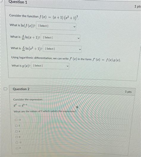 solved question 1 1 pts consider the function f t 2 1